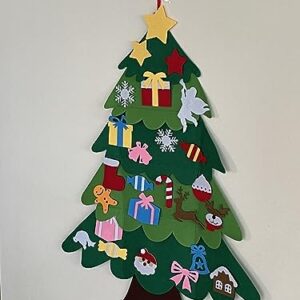 3FT Height Felt Christmas Tree with Ornaments Xmas Gift Wall Hanging Decor 25 Ornaments