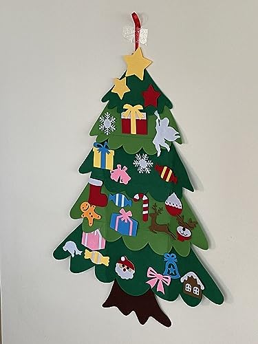 3FT Height Felt Christmas Tree with Ornaments Xmas Gift Wall Hanging Decor 25 Ornaments