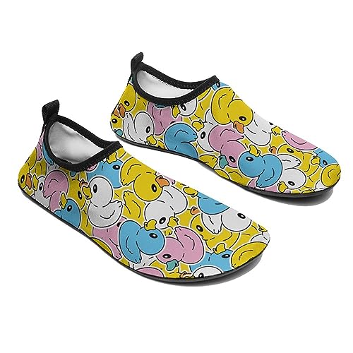 Men's Women's Cute Colorful Rubber Duck Water Shoes Barefoot Quick Dry Slip-on Aqua Socks for Yoga Beach Sports Swim surf