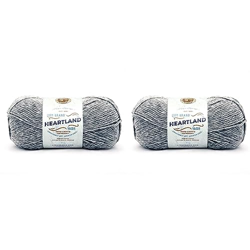 Lion Brand Yarn Heartland Yarn for Crocheting, Knitting, and Weaving, Multicolor Yarn, Mount Rainier, 753 Foot (Pack of 2)