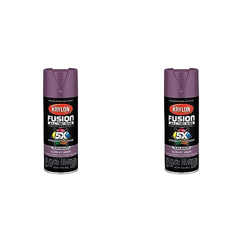 Krylon K02709007 Fusion All-In-One Spray Paint for Indoor/Outdoor Use, Gloss Icy Grape Purple, 12 Ounce (Pack of 2)