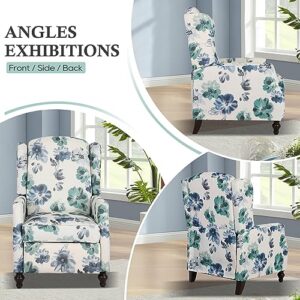 BAIJIAWEI B Wingback Recliner Chair - Tufted Arm Chair Recliner - Fabric Push Back Recliner Chair for Living Room Adjustable Backrest (Single, Green Floral)