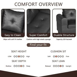 AWQM Upholstered Sectional Sofa w/Chaise Lounge, Modern L Shaped Sofa Couch with Storage Ottoman Bench, PU Leather Sectional Couches with Cup Holder for Living Room Small Space