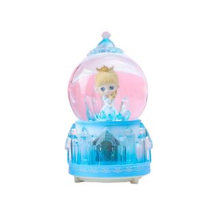 snow globe for girls,3.15 inch snowglobes with musical automatic snowflakes colorful light ice princess gift for kids birthday christmas festival table decoration