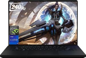 asus rog zephyrus m16 gaming laptop 2023 newest, 16" qhd 240hz display, 13th gen intel core i9 13900h, nvidia geforce rtx 4070, 32gb ddr5 ram, 1tb ssd, wi-fi 6, backlit keyboard, windows 11 home