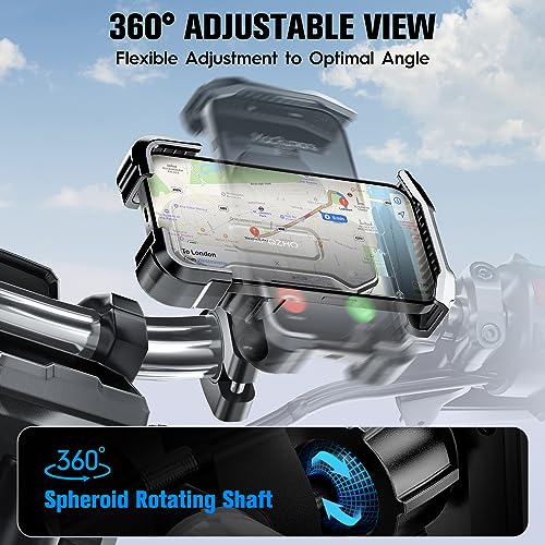 APQZHO Motorcycle Phone Mount Bike Phone Holder for Bicycle - [Anti-Shake] [Stable & Sturdy] 2023 Newest Aluminum Alloy Motorcycle Phone Holder Mount Compatible with iPhone, Samsung, All Cell Phones