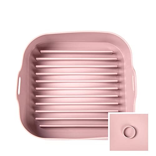 CVLLXS Silicone Pan Multifunctional Air Frying Pot Oven Accessories, Bread Fried Chicken Pizza Basket Baking Disk Baking Tool (Color : Pink) (Gray)