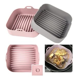 CVLLXS Silicone Pan Multifunctional Air Frying Pot Oven Accessories, Bread Fried Chicken Pizza Basket Baking Disk Baking Tool (Color : Pink) (Gray)