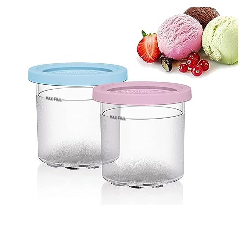 EVANEM 2/4/6PCS Creami Deluxe Pints, for Ninja Creami Ice Cream Maker,16 OZ Ice Cream Containers with Lids Dishwasher Safe,Leak Proof for NC301 NC300 NC299AM Series Ice Cream Maker,Pink+Blue-6PCS