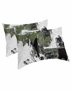 turquoise pillow covers king standard set of 2 bed pillow, watercolor white modern oil painting abstract art plush soft comfort for hair/ skin cooling pillowcases with envelop closure 20''x36''