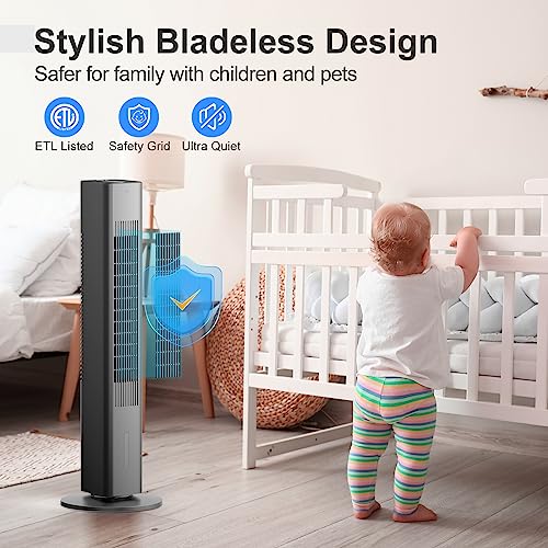 Cozzyben Cooling Tower Fan Standing Floor Fans Bladeless Portable Evaporative Air Cooler Ventless Ac Unit no Window for Room Bedroom Indoor Home