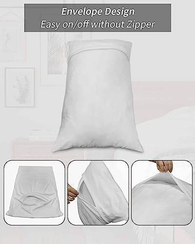 Edwiinsa White Pillow Covers King Standard Set of 2 Bed Pillow, Modern Simple White Backdrop Plush Soft Comfort for Hair/Skin Cooling Pillowcases with Envelop Closure 20''x36''