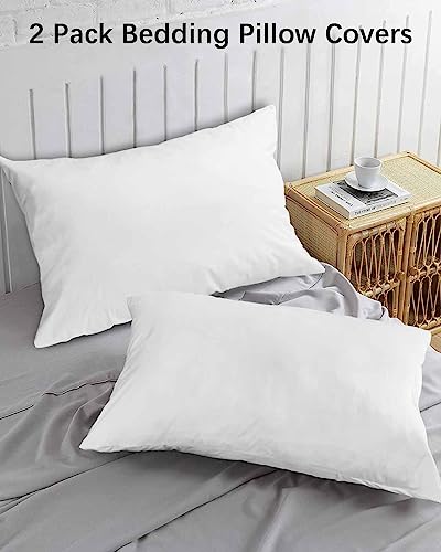 Edwiinsa White Pillow Covers King Standard Set of 2 Bed Pillow, Modern Simple White Backdrop Plush Soft Comfort for Hair/Skin Cooling Pillowcases with Envelop Closure 20''x36''