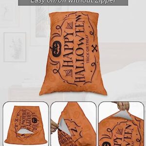 Edwiinsa Halloween Pillow Covers King Standard Set of 2 Bed Pillow, Trick or Treat Fall Pumpkin Orange Plush Soft Comfort for Hair/Skin Cooling Pillowcases with Envelop Closure 20''x36''