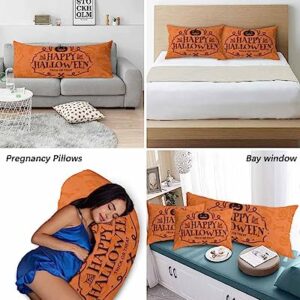 Edwiinsa Halloween Pillow Covers King Standard Set of 2 Bed Pillow, Trick or Treat Fall Pumpkin Orange Plush Soft Comfort for Hair/Skin Cooling Pillowcases with Envelop Closure 20''x36''