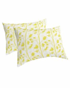 edwiinsa yellow floral pillow covers standard size set of 2 bed pillow, botanical modern abstract art aesthetics plush soft comfort for hair/skin cooling pillowcases with envelop closure 20''x26''