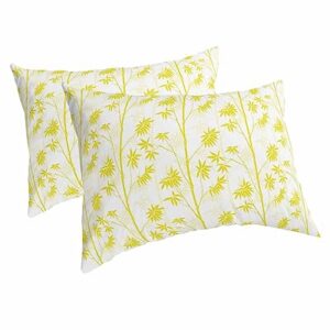 Edwiinsa Yellow Floral Pillow Covers Standard Size Set of 2 Bed Pillow, Botanical Modern Abstract Art Aesthetics Plush Soft Comfort for Hair/Skin Cooling Pillowcases with Envelop Closure 20''x26''