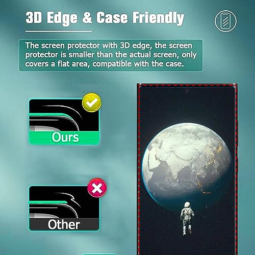 [2+2 Pack] Galaxy S23 Ultra Screen Protector, 2 Pack Tempered Glass Screen Protector +2 Pack Tempered Glass Camera Lens Protector,3D Curved,9H Tempered Glass, Ultrasonic Fingerprint Support, HD Clear Scratch Resistant for Samsung Galaxy S23 Ultra 5G Glass