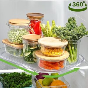 Fridge Turntable Organizer,Rectangular Lazy Susan Refrigerator Turntable Organizer 360° Rotatable Spice Rack for Cupboard Cabinets Pantry Bathroom (S)