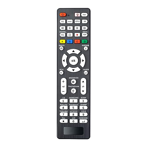 Universal TV Remote Compatible for LG, Samsung, Sony, Philips, Panasonic, Sharp, Toshiba, Hitachi, Vizio, TCL, JVC, Hisense, Haier, Sanyo, RCA, Insignia, Vestel, Seiki, Smart TV Remote Control,