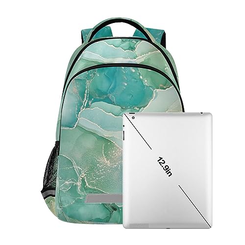 Sletend Durable Kids Backpack Boys Girls Elementary School Bags Green Marble Print School Book Bags for Teens Kindergarten Sturdy Lightweight Travel Gifts, Personalized Prints Student School Bag