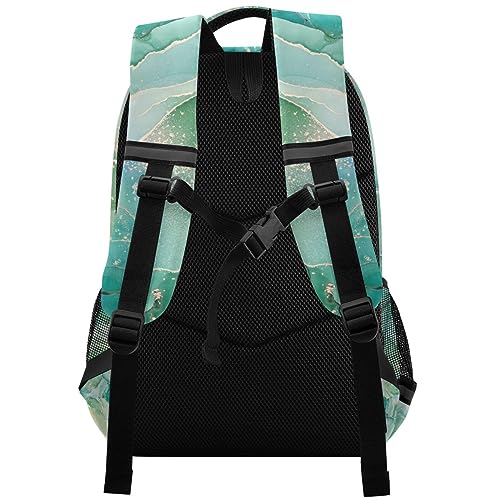 Sletend Durable Kids Backpack Boys Girls Elementary School Bags Green Marble Print School Book Bags for Teens Kindergarten Sturdy Lightweight Travel Gifts, Personalized Prints Student School Bag