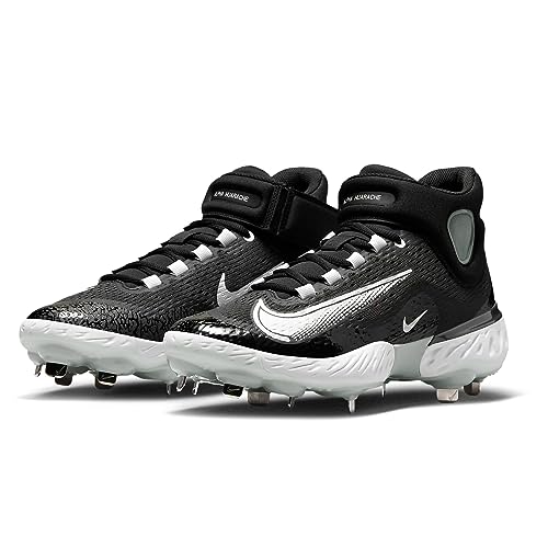 Nike Men's Alpha Huarache Elite 4 Mid Baseball Cleats (15 US, Black/Dark Smoke Grey/Light Smoke Grey/White)