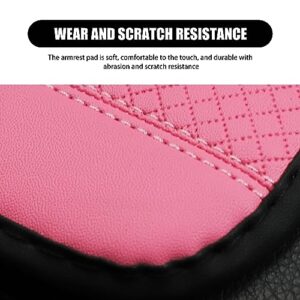 Hawyet 1 PC Car Center Console Armrest Cover Pad, 12.5In x 7.4In Fiber Leather Embossing Center Console Armrest Protector, Universal Waterproof Armrest Box Mat (Pink)