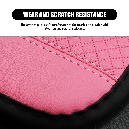 Hawyet 1 PC Car Center Console Armrest Cover Pad, 12.5In x 7.4In Fiber Leather Embossing Center Console Armrest Protector, Universal Waterproof Armrest Box Mat (Pink)