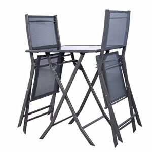 N/A 3 Pcs Bistro Set Garden Backyard Table Chairs Outdoor Patio Furniture Folding Square Table