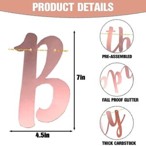 Happy 30th Birthday Banner 12 PCS, Rose Gold 30th Birthday Banner Bunting with 12 Inch Rosegold Happy 30th Birthday Confetti Helium Latex Balloons for Women 30th Birthday Party Decorations Supplies