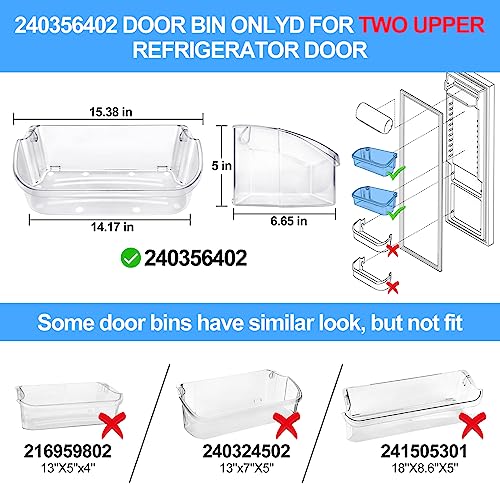 [4 PACK] UPGRADED 240356402 Upper Refrigerator Door Shelf & 240323002 Bottom Door Bin Replacement Compatible with Frigidaire Refrigerator Door Shelf FGHS2631PF4A,FGHS2655PF5A,FGUS2642LF2,LGUS2642LF1