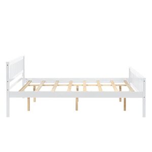 HAUSHECK Queen Size Bed Frame w/Headboard & Footboard, Platform Bed with 12" Under Storage Space, Wood Bedframe for Kids, Teen, Adults, No Box Spring Needed, Wooden Slats Support Mattress Foundation