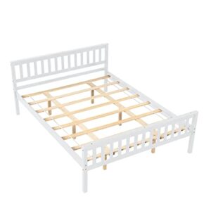 HAUSHECK Queen Size Bed Frame w/Headboard & Footboard, Platform Bed with 12" Under Storage Space, Wood Bedframe for Kids, Teen, Adults, No Box Spring Needed, Wooden Slats Support Mattress Foundation