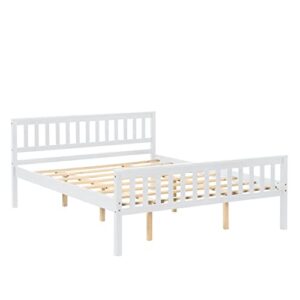 HAUSHECK Queen Size Bed Frame w/Headboard & Footboard, Platform Bed with 12" Under Storage Space, Wood Bedframe for Kids, Teen, Adults, No Box Spring Needed, Wooden Slats Support Mattress Foundation