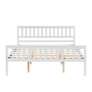 HAUSHECK Queen Size Bed Frame w/Headboard & Footboard, Platform Bed with 12" Under Storage Space, Wood Bedframe for Kids, Teen, Adults, No Box Spring Needed, Wooden Slats Support Mattress Foundation