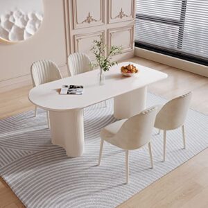 GraceNook White Oval Dining Table,70" Large Dining Room Table, Modern Dining Table for 4 or 6 or 8 Person, for Living Room, Bedroom, Dining Room, Kitchen