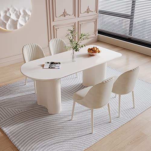 GraceNook White Oval Dining Table,70" Large Dining Room Table, Modern Dining Table for 4 or 6 or 8 Person, for Living Room, Bedroom, Dining Room, Kitchen