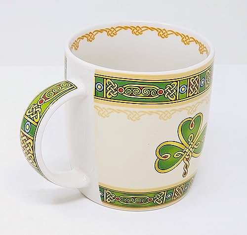 GaelSong Ceramic Shamrock Irish Design with Green Elements Coffee Tea Cup Symbol Hot Drinks Kitchenware Present Housewarming Gift St Patrck's Day