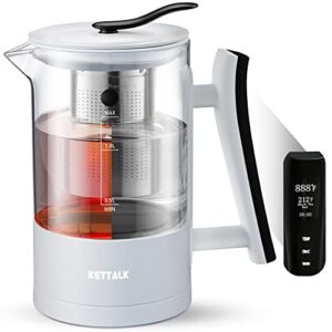 temperature control electric tea kettle, water boiler & heater, 1.2l, silent operation, rapid boiling, removable infuser, auto-shutoff and boil-dry protection, 12h keep warm, accurate temperature