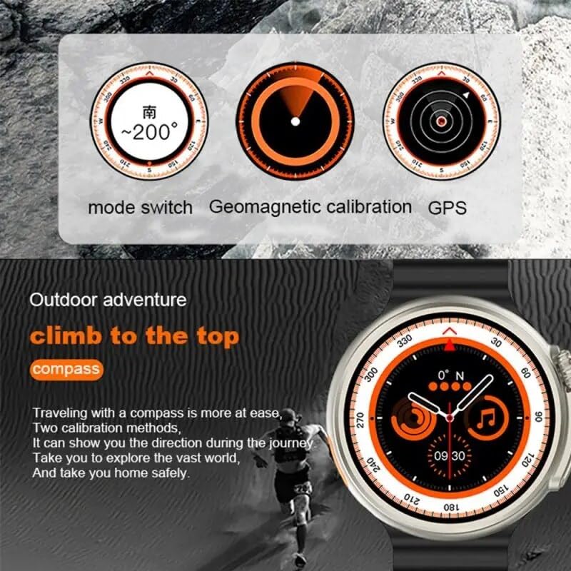 Z78 Ultra Smart Watch 1.52'' HD AMOLED Wireless Charger NFC Bluetooth Call Outdoor Adventure Compass AI Vocie Sport Smartwatch (Gray)