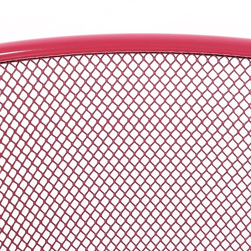 NUOBESTY Mesh Trash Can Round Metal Wastebasket Open Top Waste Bin Bedroom Corner Garbage Can Lidless Waste Paper Basket Trash Bin for Apartment Living Room Office Red