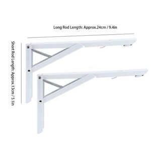 2PCS Triangular Folding Brackets - Heavy Duty Stainless Steel Shelf and Collapsible Table Support, Wall Bracket for Foldable Table, Metal Wall Shelf Bracket