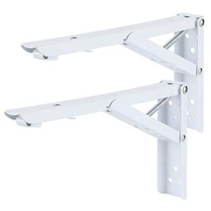 2PCS Triangular Folding Brackets - Heavy Duty Stainless Steel Shelf and Collapsible Table Support, Wall Bracket for Foldable Table, Metal Wall Shelf Bracket