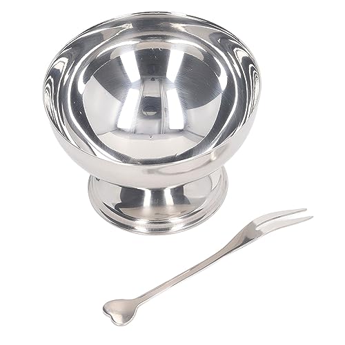 Ice Cream Bowl Set with Fork, Stainless Steel Dessert Bowls for Puddings, Salads, Trifles, Easy to Soup Bowl Perfect for Home, Hotel, Restaurant (150ml)