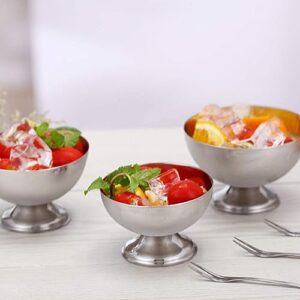 Ice Cream Bowl Set with Fork, Stainless Steel Dessert Bowls for Puddings, Salads, Trifles, Easy to Soup Bowl Perfect for Home, Hotel, Restaurant (150ml)