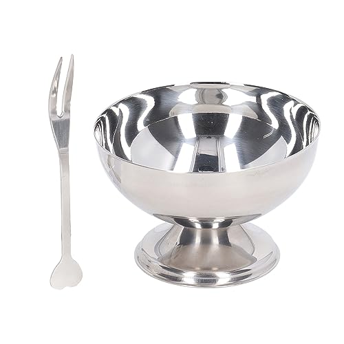 Ice Cream Bowl Set with Fork, Stainless Steel Dessert Bowls for Puddings, Salads, Trifles, Easy to Soup Bowl Perfect for Home, Hotel, Restaurant (150ml)