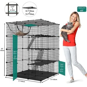 YITAHOME 4 Tier 55" Cat Cage Large Enclosures with Hammock Detachable Metal Wire Crate Kennels Indoor/Outdoor Small Animal House Fence for 1-4 Cats,DIY Pet Crate Playpen