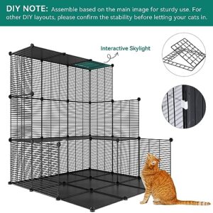 YITAHOME 4 Tier 55" Cat Cage Large Enclosures with Hammock Detachable Metal Wire Crate Kennels Indoor/Outdoor Small Animal House Fence for 1-4 Cats,DIY Pet Crate Playpen