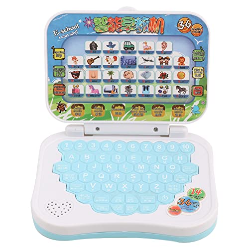 Kids Learning Laptop, Toddler Bilingual Learning Pad Teach Alphabet Numbers Word Music Math Early Development Interactive Electronic Toy for Boys Girls